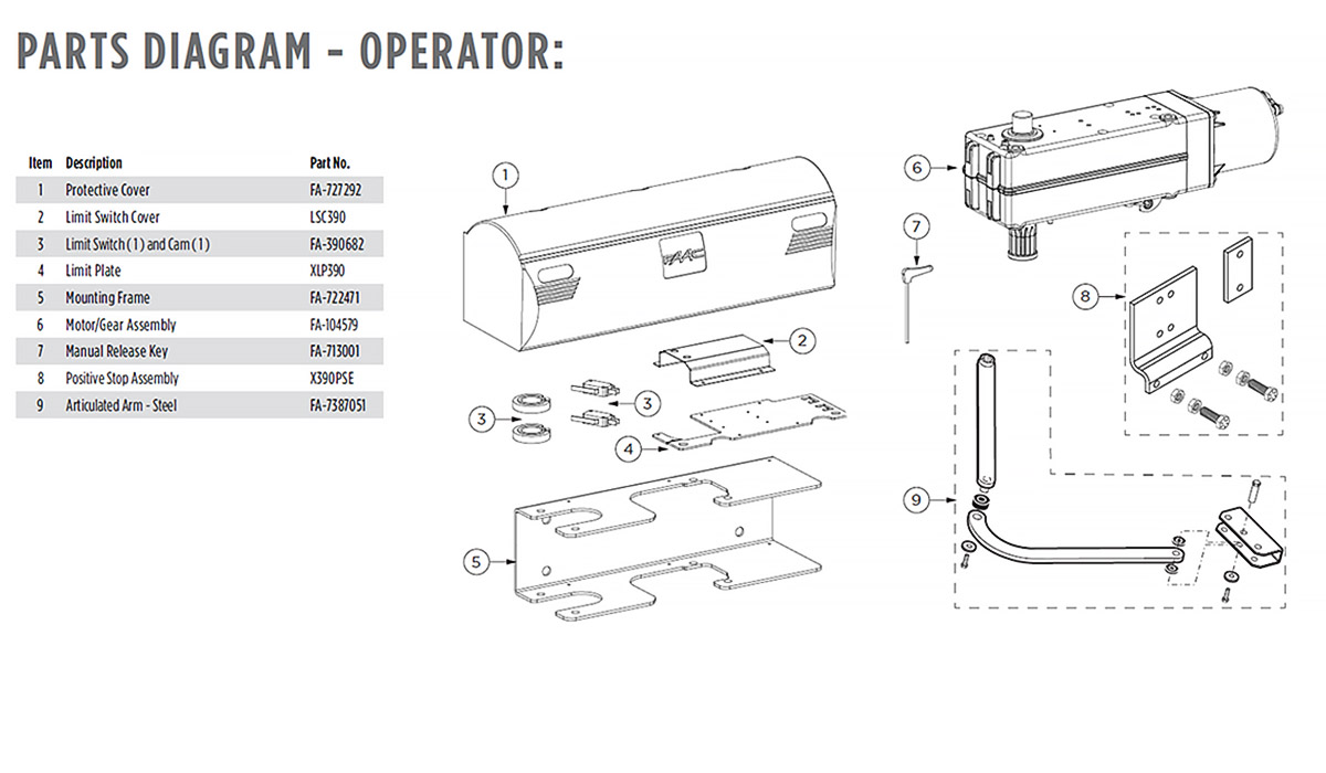 X-390 Operator Parts - Part Finder